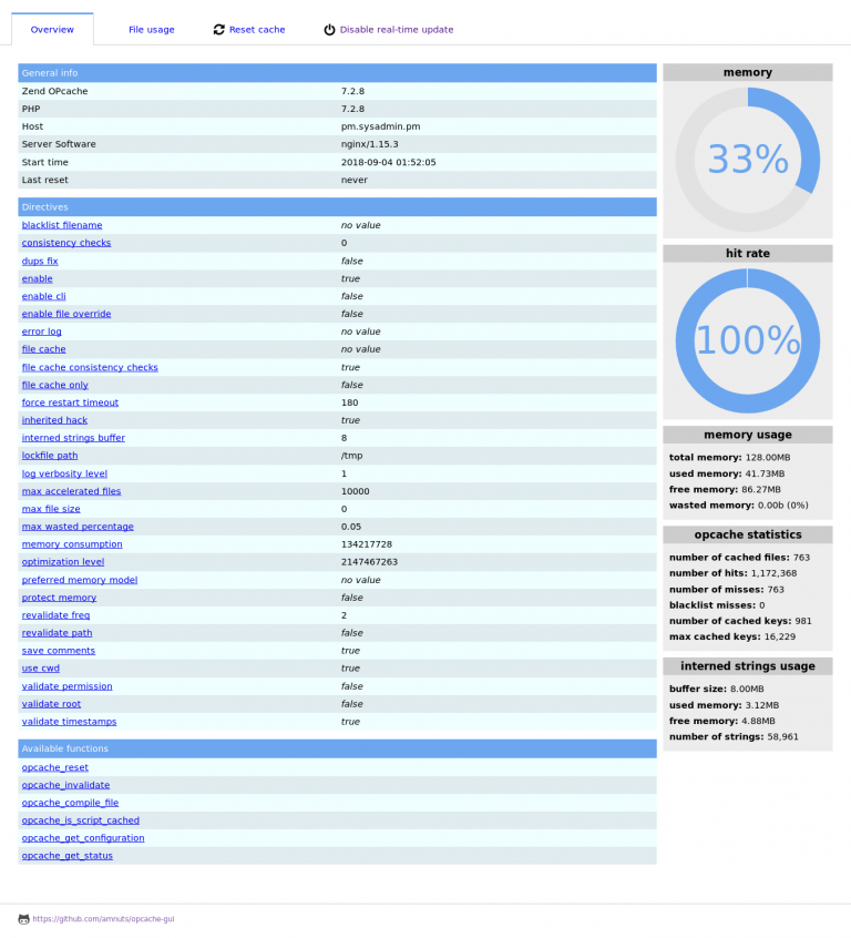 OPcache GUI - Записки админа